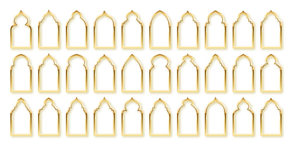 Islamic ramadan frame shapes arch design arabic Vector Image