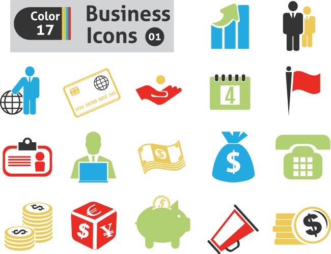 Business and finance icons set Royalty Free Vector Image