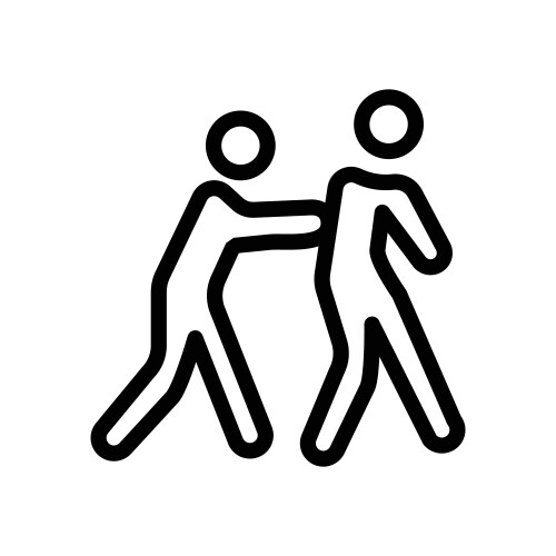 Person push the door icon black line art logo Vector Image