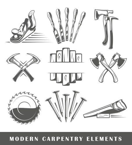 Set of vintage carpentry design elements Vector Image