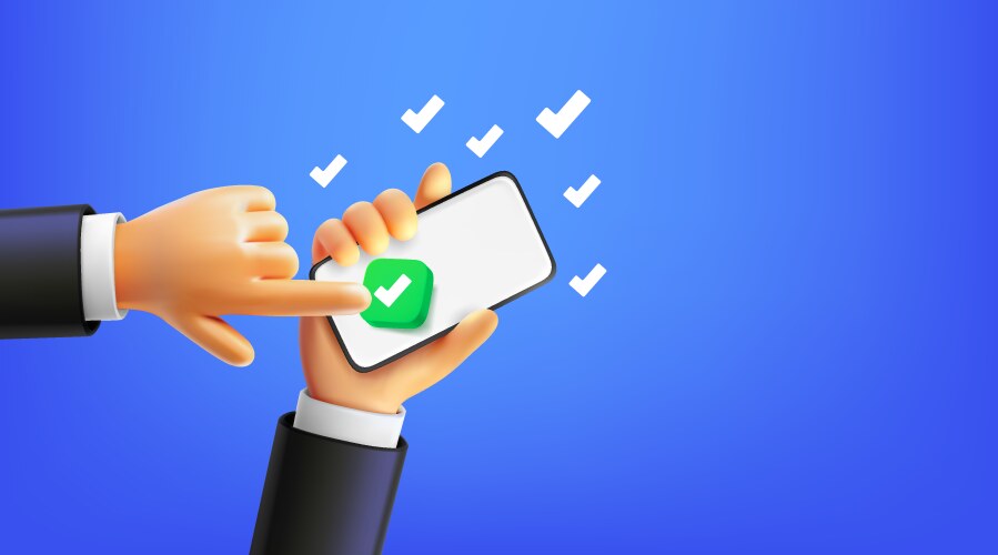 Mobile phone with check in mark Royalty Free Vector Image