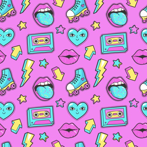 Bright seamless pattern 80s 90s style Royalty Free Vector