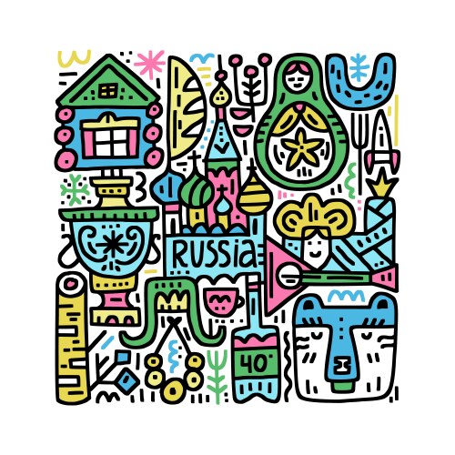 Flat russian symbols Royalty Free Vector Image