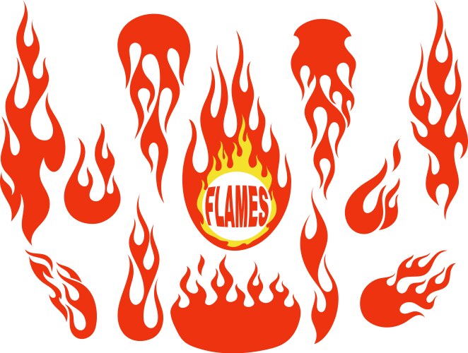 Red flame elements Royalty Free Vector Image - VectorStock