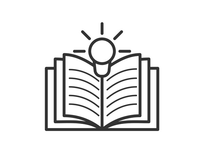 Library theme icon with book light bulb Royalty Free Vector