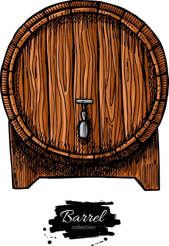 Wooden barrel hand drawn vintage Royalty Free Vector Image