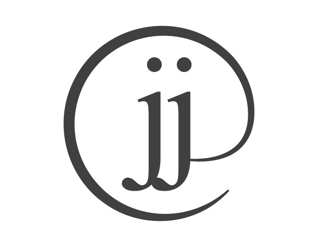 Rj logo from two letter with circle shape email Vector Image