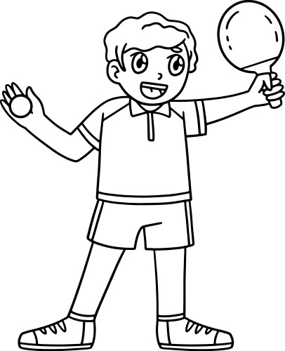 Table tennis player practicing isolated coloring Vector Image