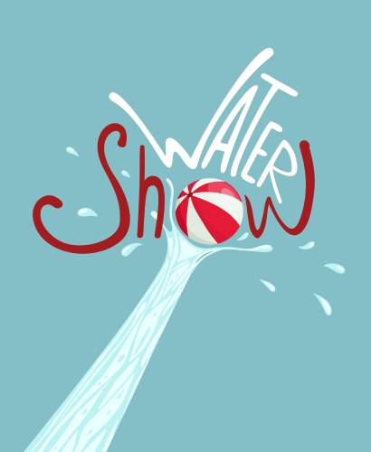 Water games with inflatables lettering poster Vector Image