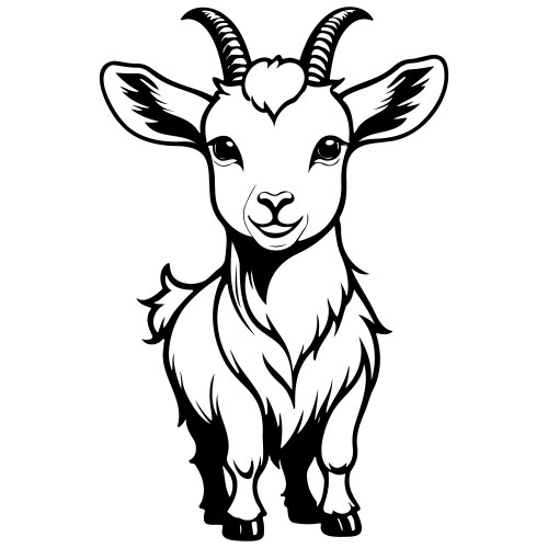 Drawing of alpine goat sitting outline Royalty Free Vector