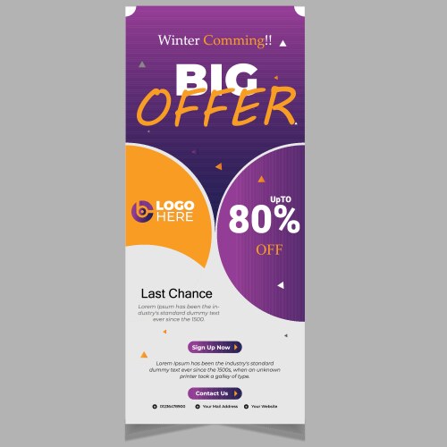 Food and restaurant roll up banner design template