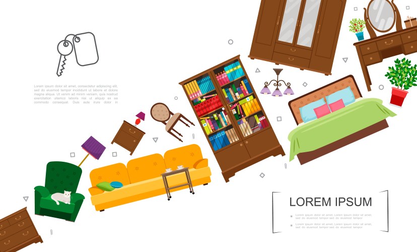 Realistic home interior elements collection Vector Image