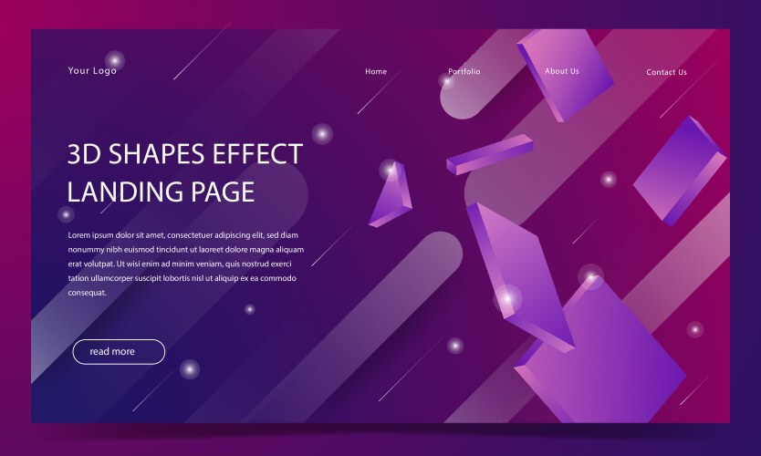 3d effect shapes background design Royalty Free Vector Image