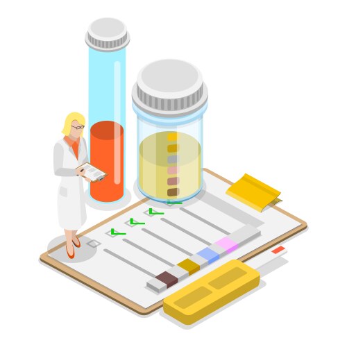 3d isometric flat of medical tests Royalty Free Vector Image