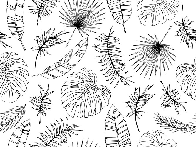 Ink drawn leaves collection Royalty Free Vector Image
