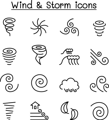 Wind motion icons set Royalty Free Vector Image