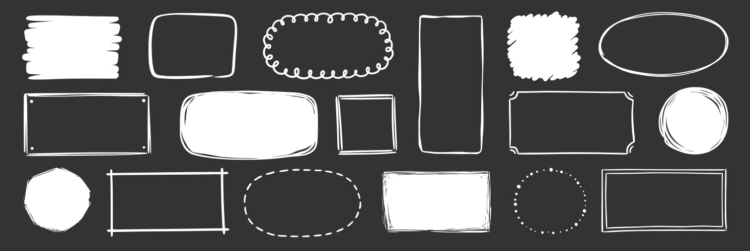 Chalkboard sketch of hand drawn frame set Vector Image