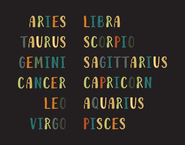 Zodiac Sign Calligraphy Royalty Free Vector Image