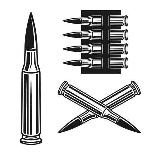 9mm bullet outline silhouette pistol ammo Vector Image