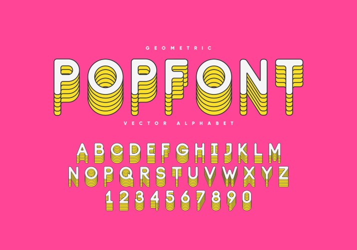 Pop music vintage 3d lettering retro bold font Vector Image