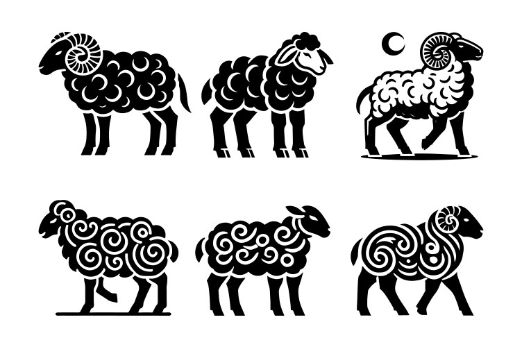 Rustic Sheep Silhouette Royalty Free Vector Image