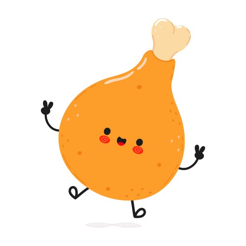Chicken leg character hand drawn cartoon Vector Image