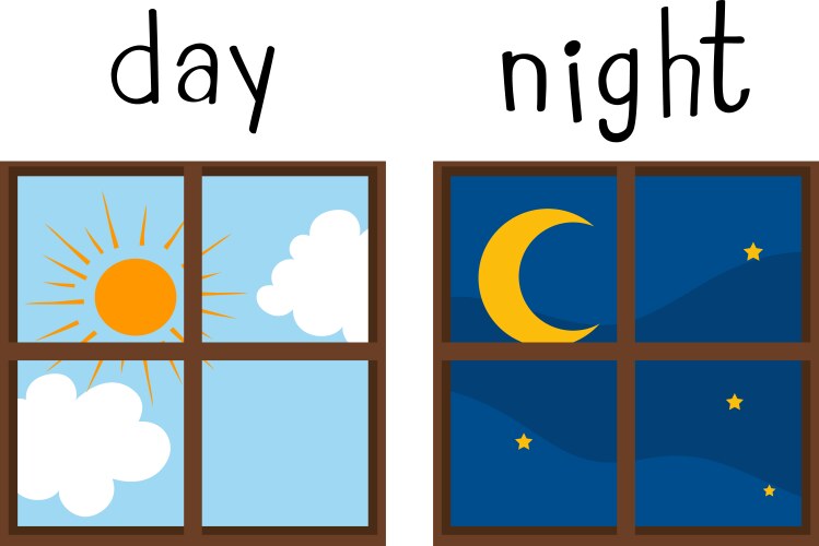 Day and Night Adjectives Royalty Free Vector Image