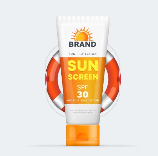 Sun cream bottle template sunblock lotion Vector Image
