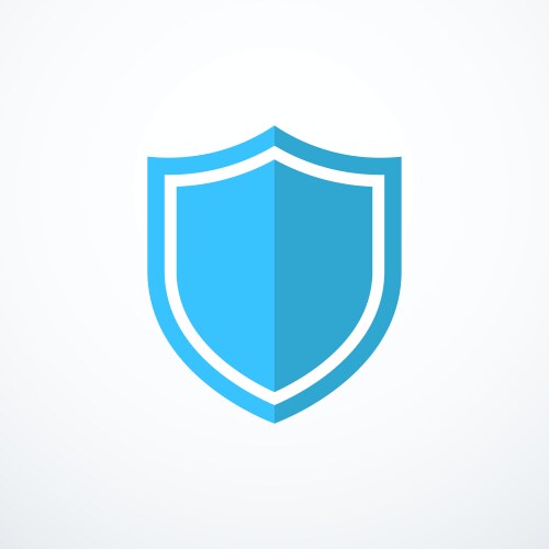 Blue shield with lightning bolt icon Royalty Free Vector