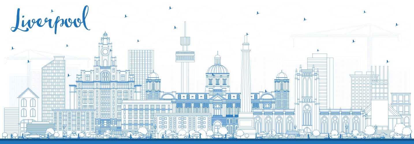 Of liverpool map with famous Royalty Free Vector Image