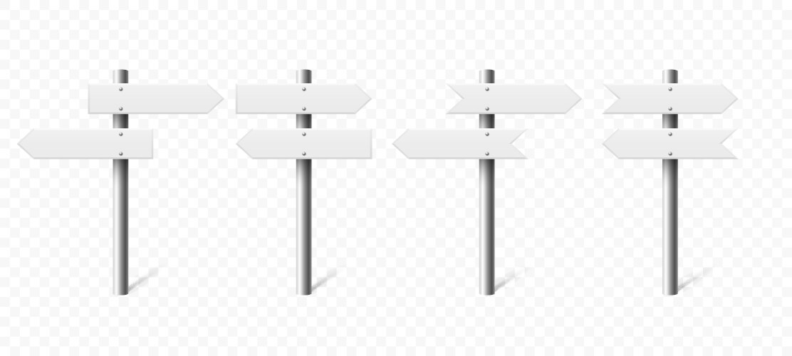 Realistic sign post set realistic blank road Vector Image