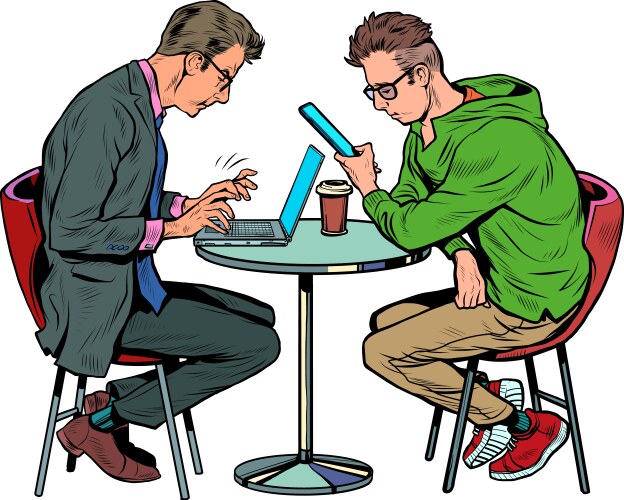Cartoon of Two Men Conversation Vector Images (over 330)