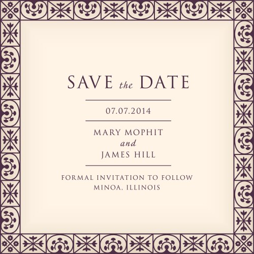 Save the date with watercolor frame Royalty Free Vector