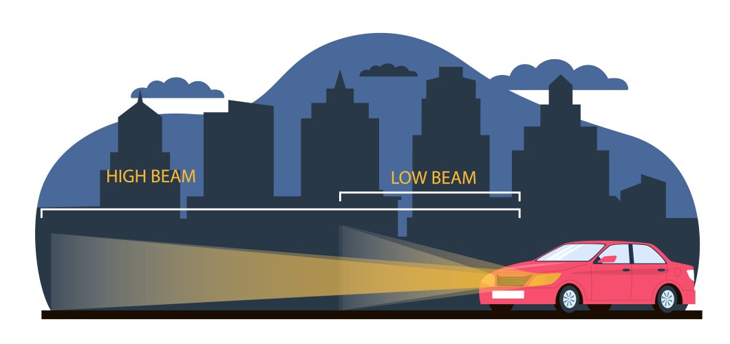 Car headlights realistic round bright cars Vector Image