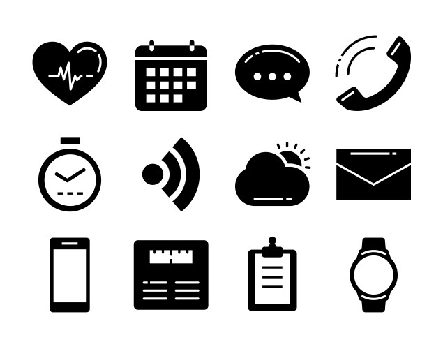 Fitness icons tracker technology data Royalty Free Vector