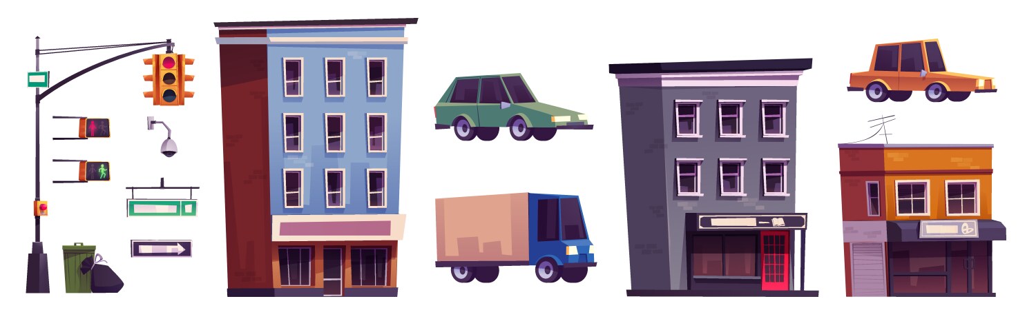 City street design elements set Royalty Free Vector Image