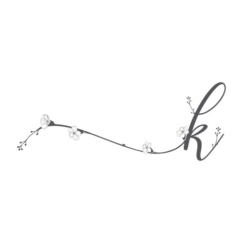 Hand drawn floral k monogram and logo Royalty Free Vector