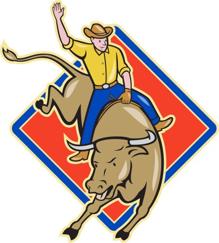 Rodeo cowboy texas longhorn bull Royalty Free Vector Image