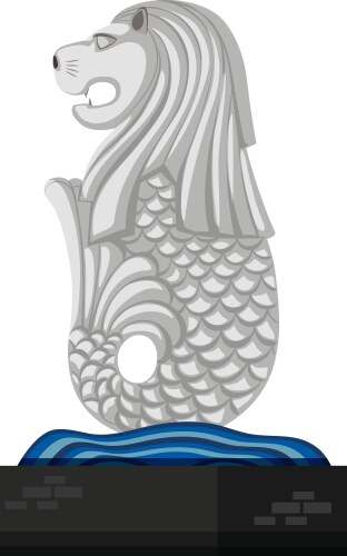 Merlion statue on blue Royalty Free Vector Image
