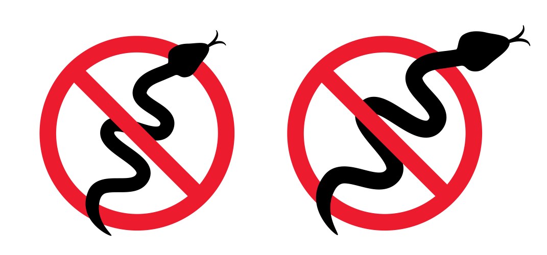 Stop no snake warning prohibition sign Royalty Free Vector