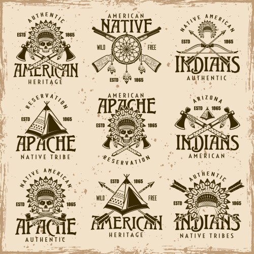 Tribal native american set of symbols Royalty Free Vector