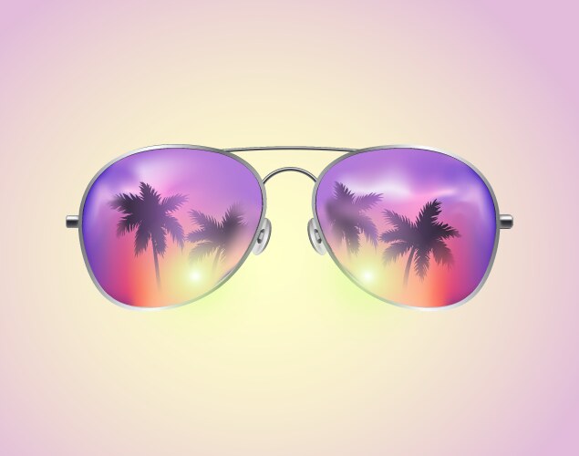 Aviator sunglasses with palms reflection Vector Image