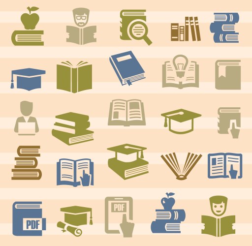 Book icons set Royalty Free Vector Image - VectorStock