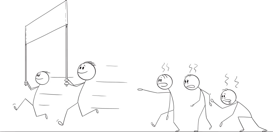 Person on the start cartoon stick figure Vector Image