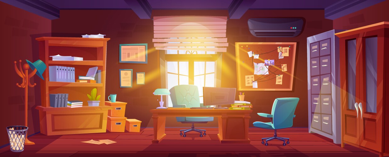 Private detective office interior cartoon Vector Image