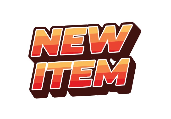 New item text effect in 3d style for print ad Vector Image