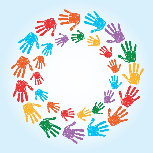 Hand prints background Royalty Free Vector Image