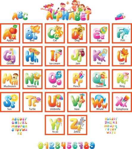 Alphabet and numbers Royalty Free Vector Image