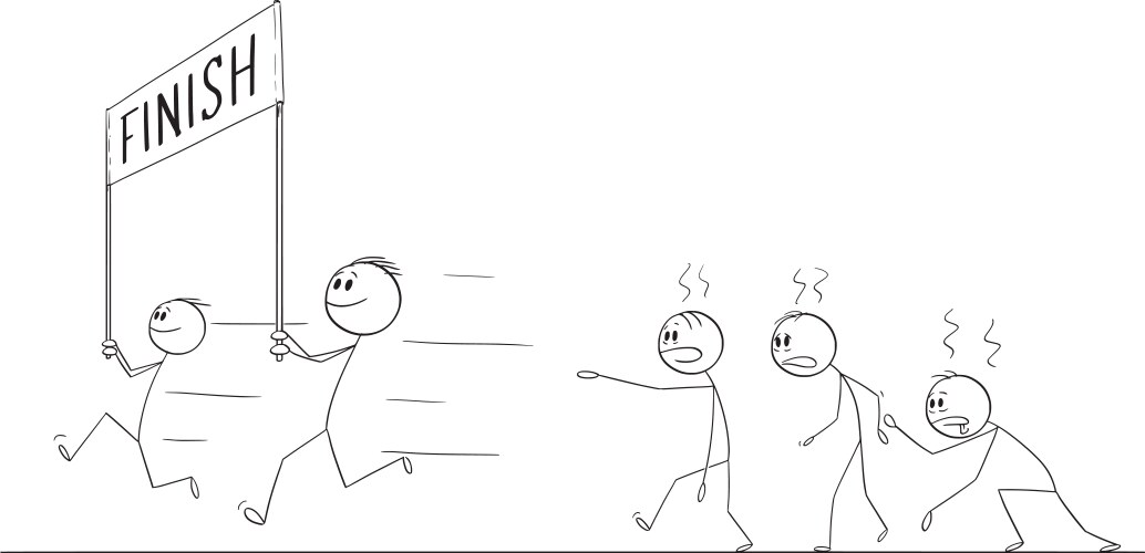 Person on the start cartoon stick figure Vector Image