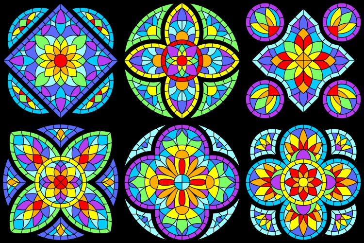 Gothic Stained Glass Patterns Vector Images (over 2,300)